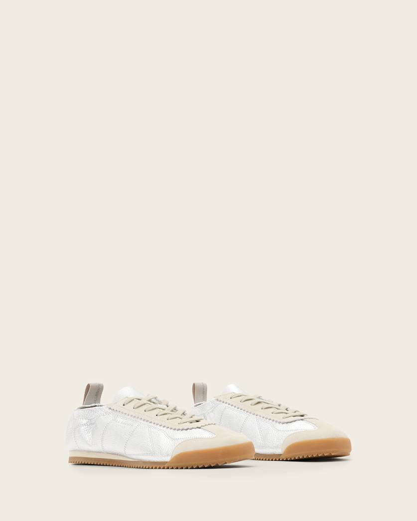 Kenny Leather Runner Trainers Silver | ALLSAINTS